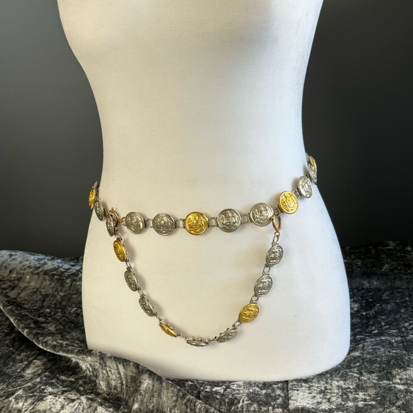 Accessories | Vintage Gold Silver Medallion Slouch Belt Max Length 4 ...